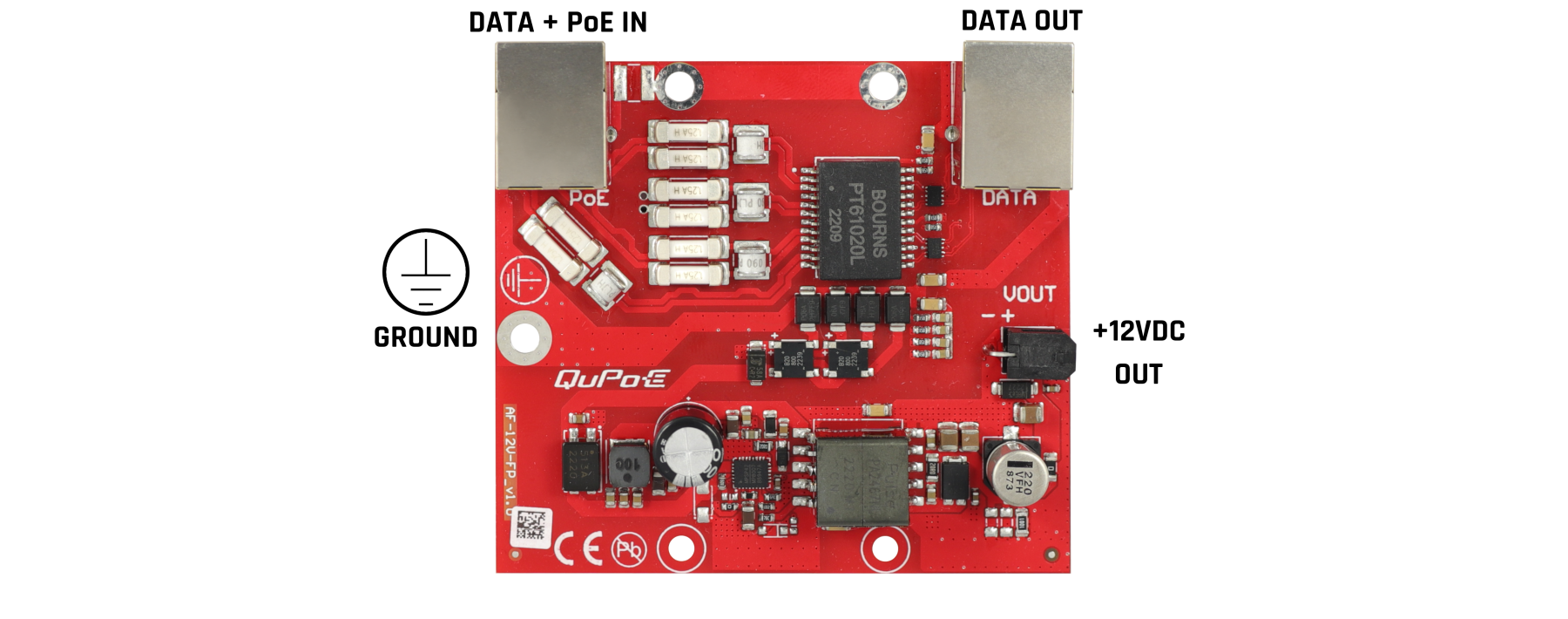 QuPoE AF-12V-FP 802.3af Splitter